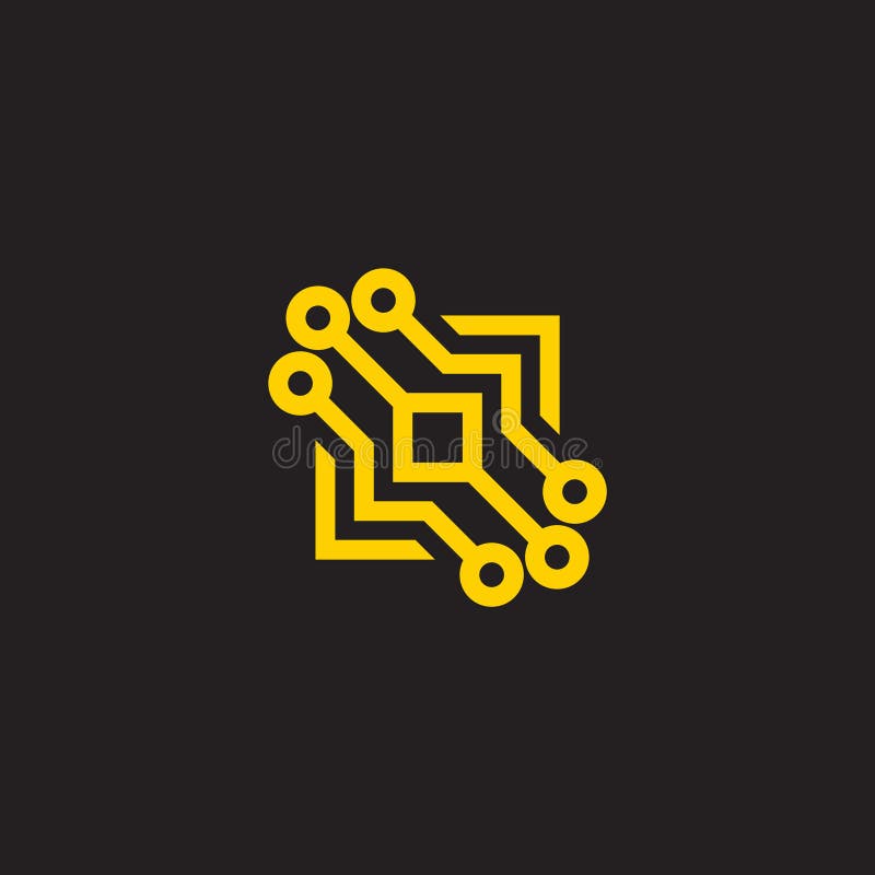Square Electronic Circuit Network Symbol Logo Vector Stock Vector ...
