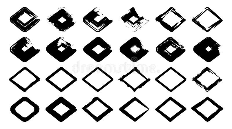 Square Element. Doodle, Hand Drawn Brush Vector Illustration Stock ...