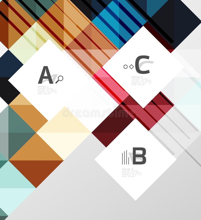 Square Elements with Infographics and Options Stock Illustration ...