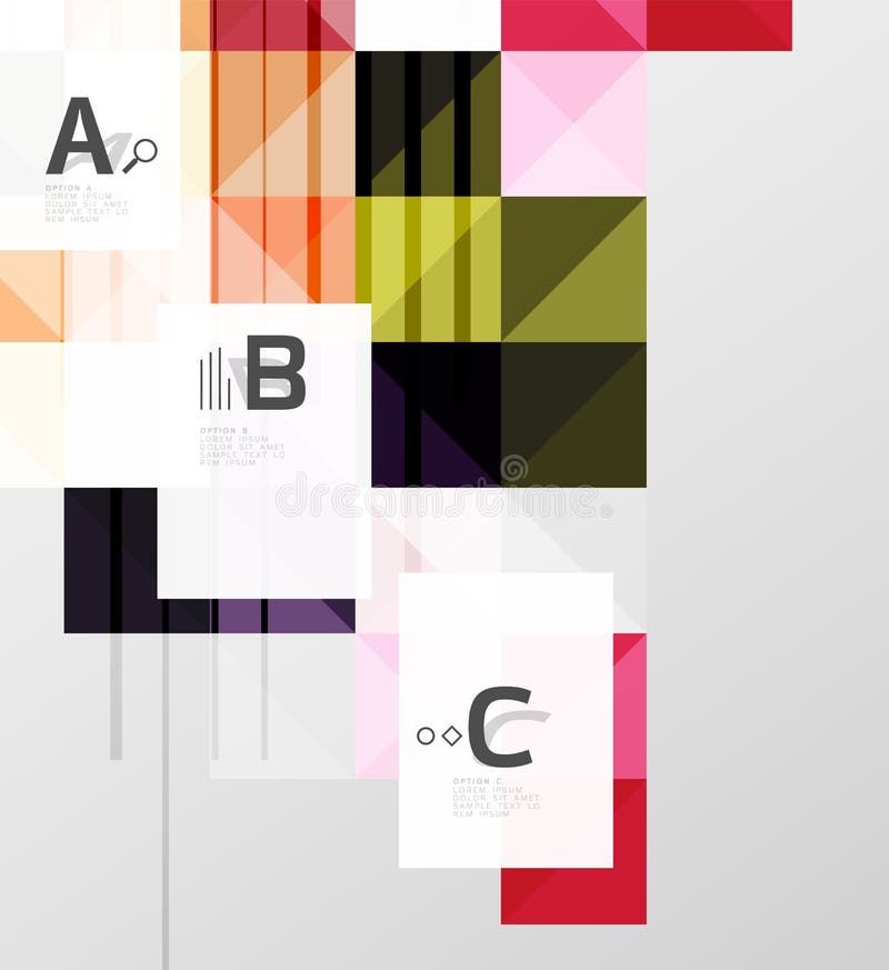 Square Elements with Infographics and Options Stock Illustration ...