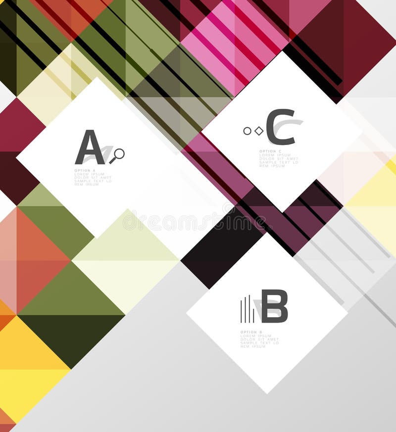 Square Elements with Infographics and Options Stock Illustration ...