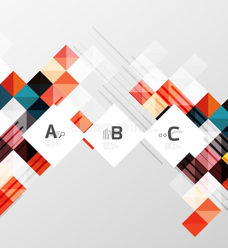 Square Elements with Infographics and Options Stock Illustration ...