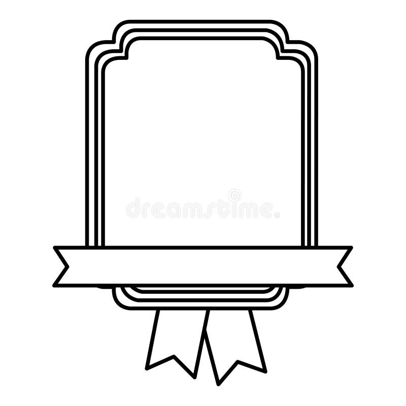 Square Emblem with Ribbon Icon Stock Illustration - Illustration of ...