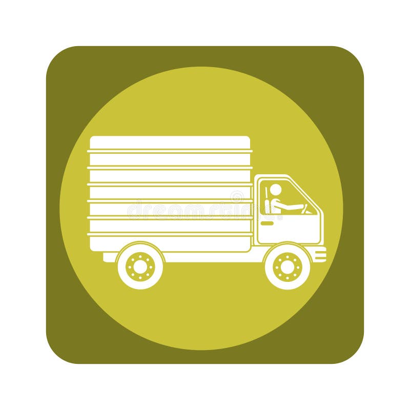 Square Emblem of Truck with Wagon Stock Vector - Illustration of ...