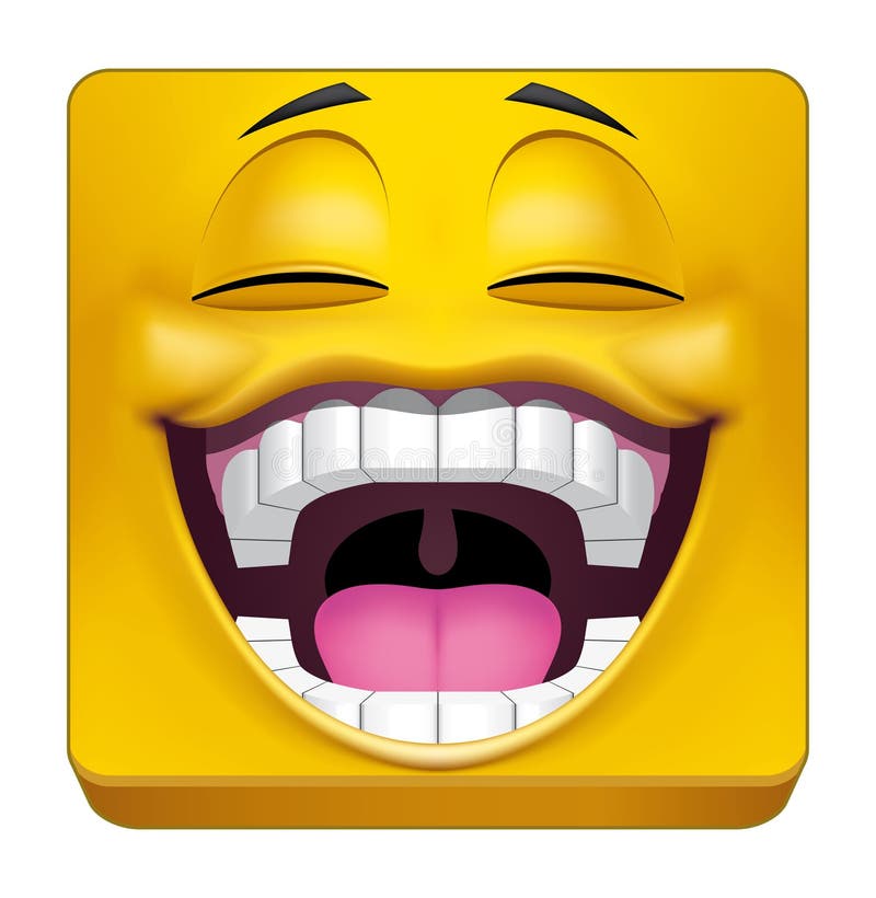 Square Laughing Yellow Smile in Cartoon Style. Vector Illustration ...