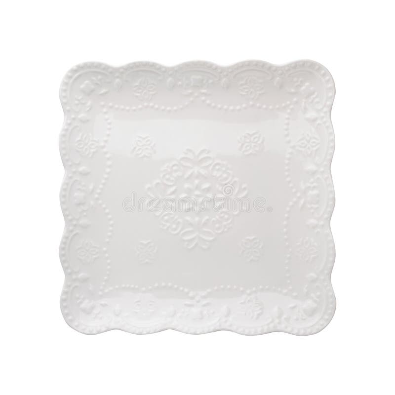 Square Empty Ceramic Plate Isolated on White. View Top Stock Photo ...