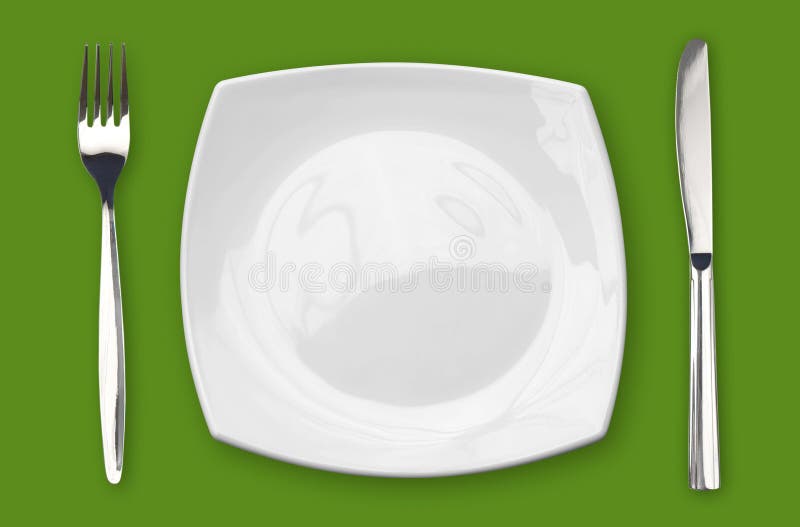 Square Empty Plate Fork and Knife on Green Table Stock Photo - Image of ... Square Empty Plate Fork and Knife on Green Table Stock Photo - Image of ...
