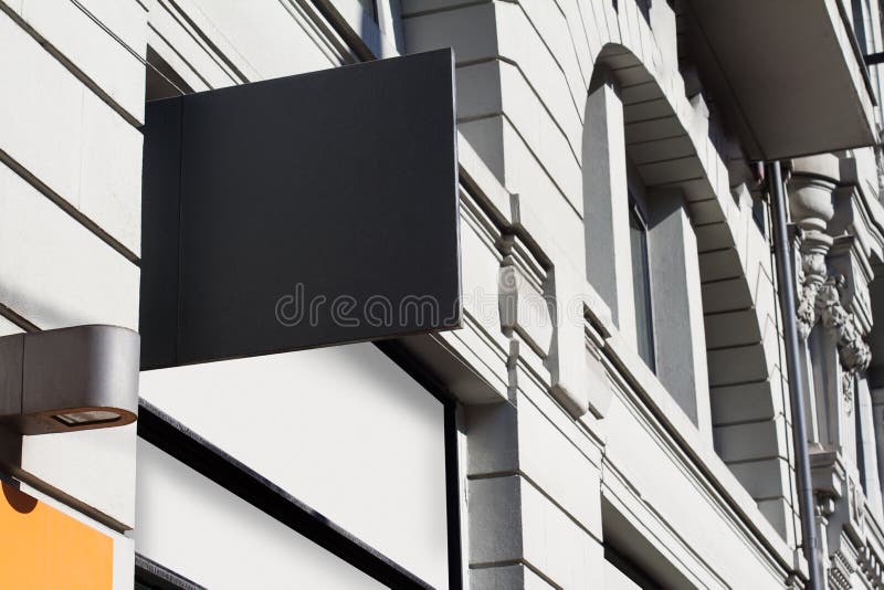 Square Empty White Signboard on a Building with Modern Architect Stock ...