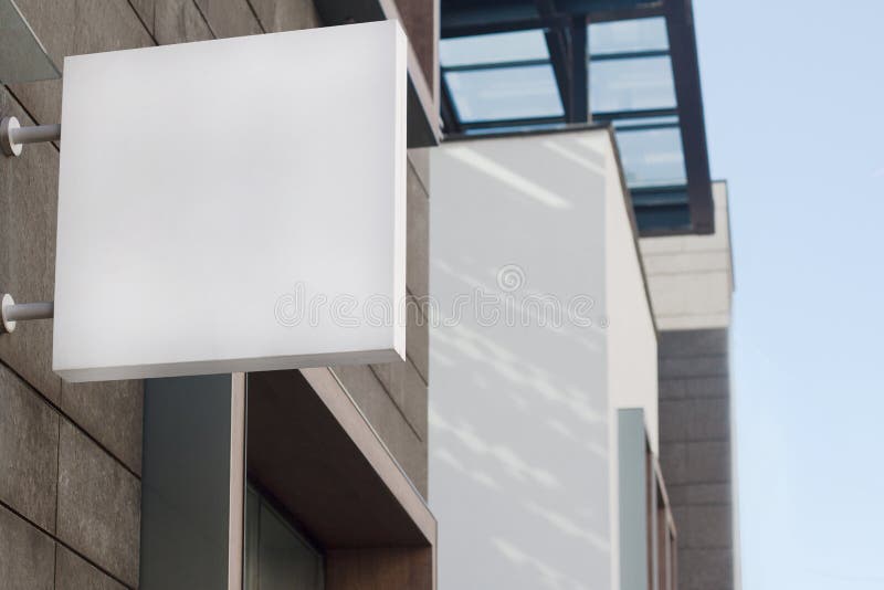 Square Empty Signboard on a Building with Modern Architecture Stock ...