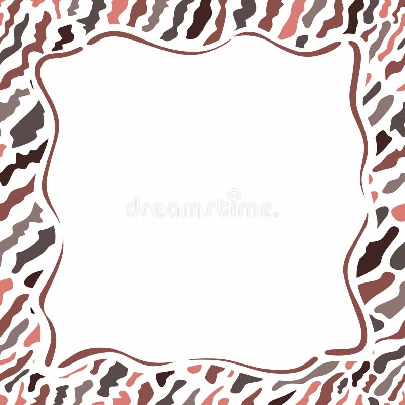 Square Empty Wavy Frame on White Background. Beige Spots. White, Brown ...