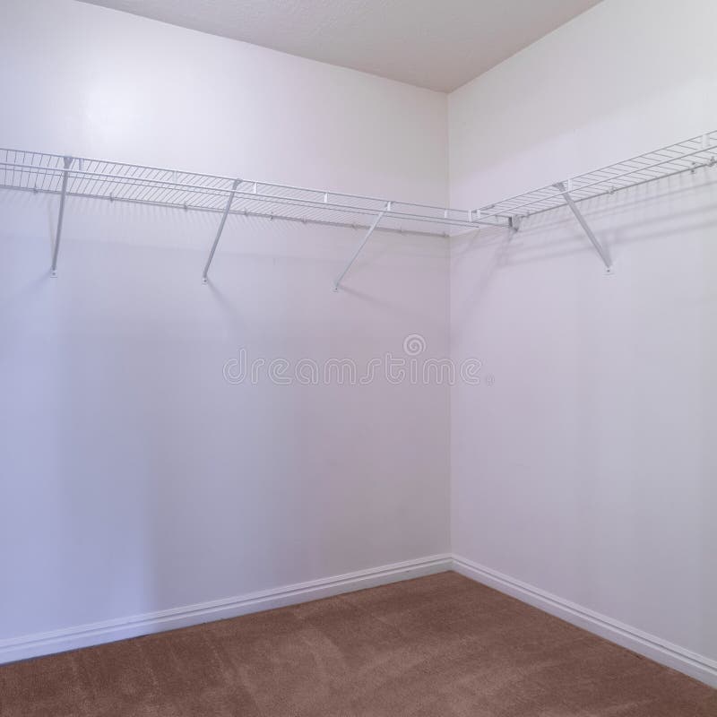 Square Empty White Room with Rails Mounted To the Walls Stock Image ...