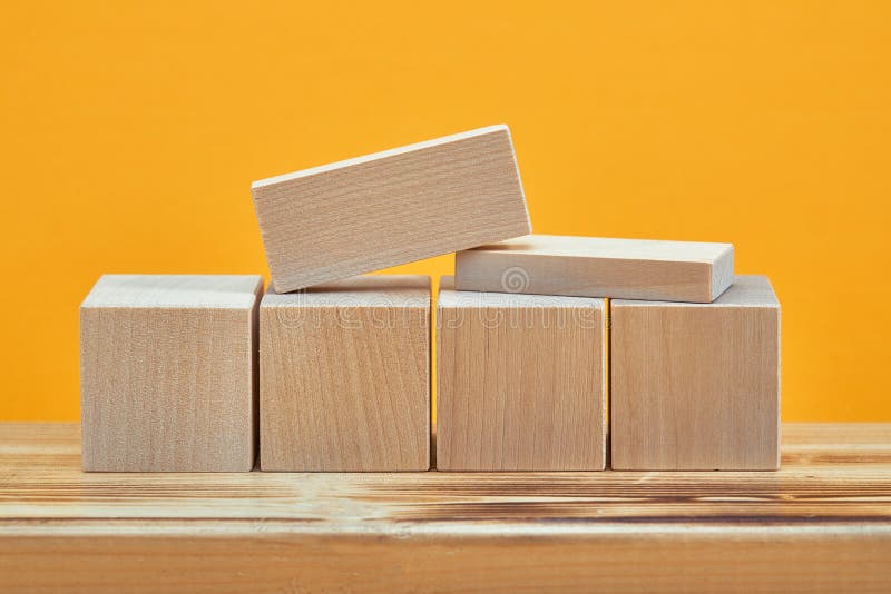 Square of Empty Wooden Cubes Mockup Style, Copy Space. Wooden Blocks ...