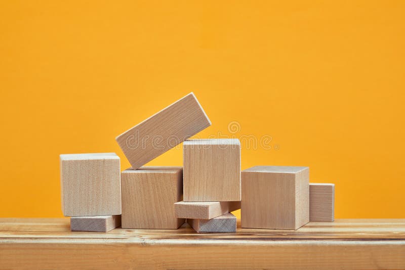 Square of Empty Wooden Cubes Mockup Style, Copy Space. Wooden Blocks ...