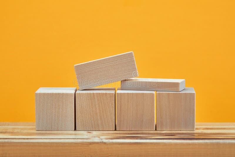 Square of Empty Wooden Cubes Mockup Style, Copy Space. Wooden Blocks ...