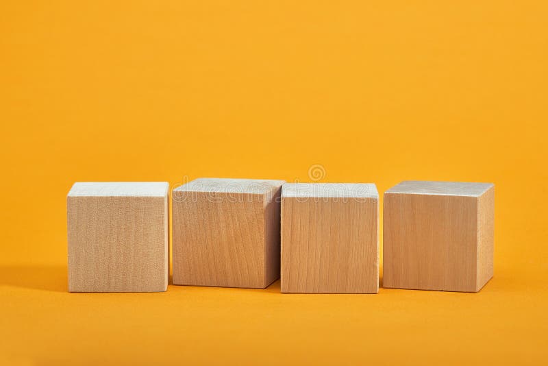 Square of Empty Wooden Cubes Mockup Style, Copy Space. Wooden Blocks ...