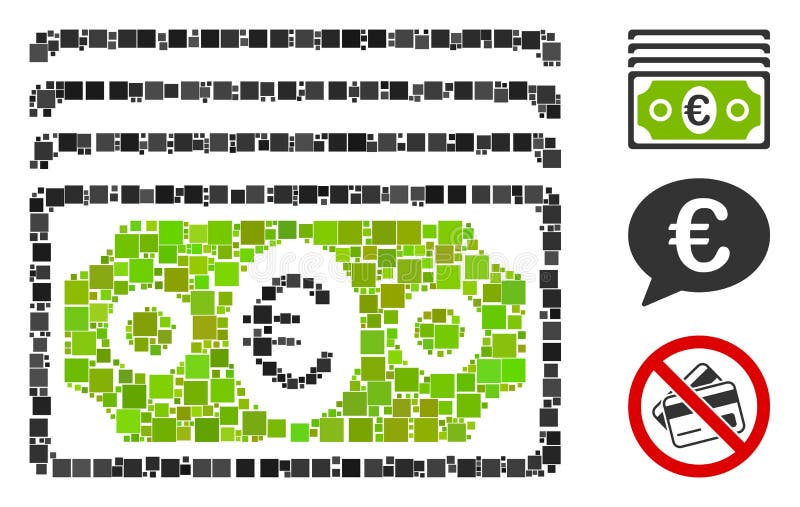 Square Euro Banknotes Icon Vector Collage Stock Illustration ...
