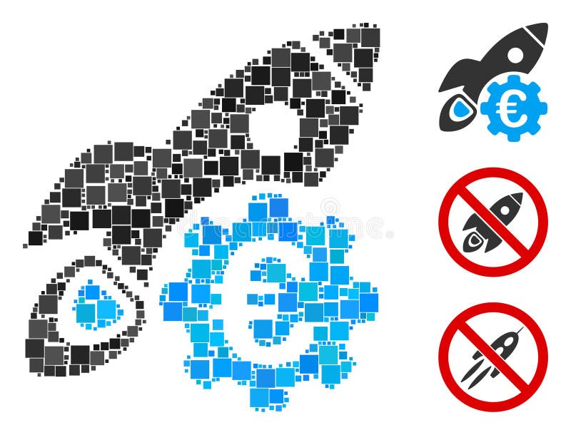 Square Euro Rocket Science Icon Vector Collage Stock Illustration ...