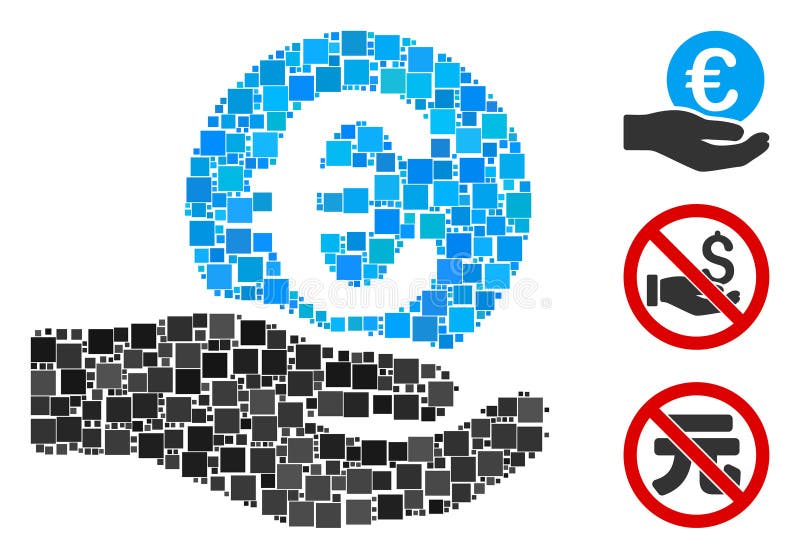 Square Euro Salary Hand Icon Vector Collage Stock Illustration ...