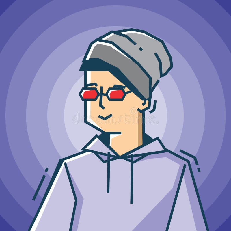 Square Face Character in Stiff Art Style Illustration Stock ...