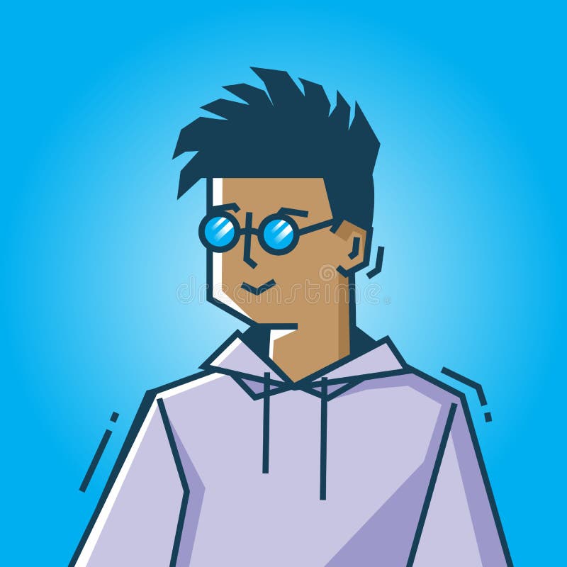 Square Face Character in Stiff Art Style Illustration Stock ...