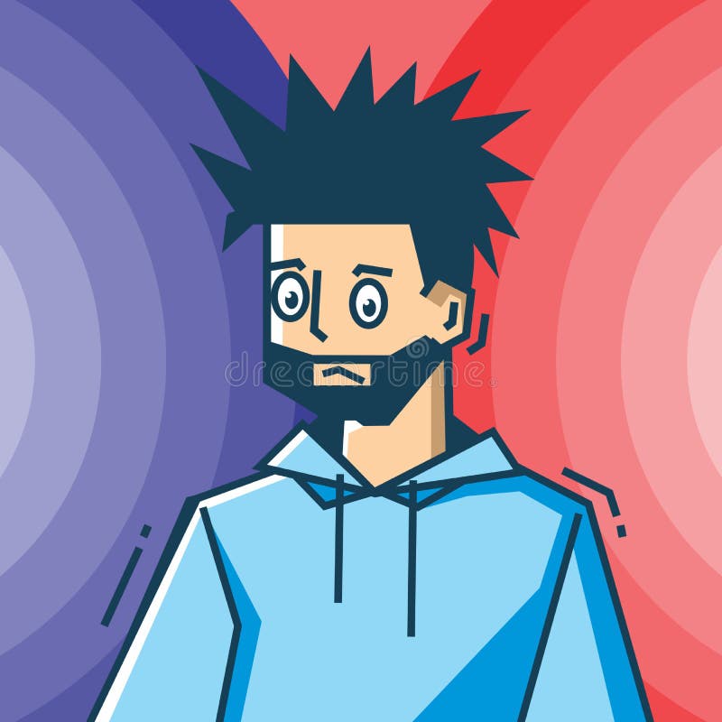 Square Face Character in Stiff Art Style Illustration Stock ...