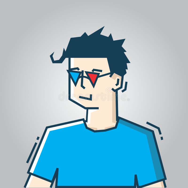 Square Face Character in Stiff Art Style Illustration Stock ...