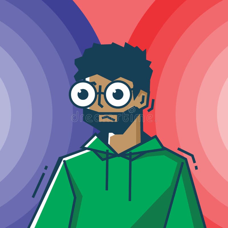 Square Face Character in Stiff Art Style Illustration Stock ...