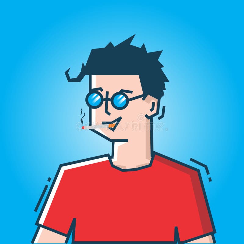 Square Face Character in Stiff Art Style Illustration Stock ...