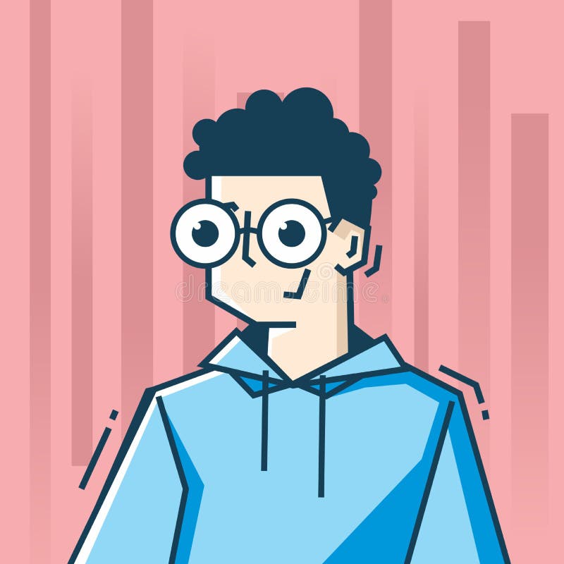 Square Face Character in Stiff Art Style Illustration Stock ...