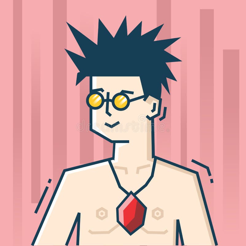 Square Face Character in Stiff Art Style Illustration Stock ...