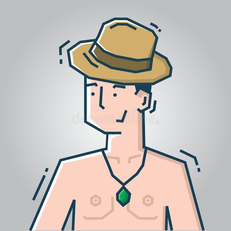 Square Face Character in Stiff Art Style Illustration Stock ...