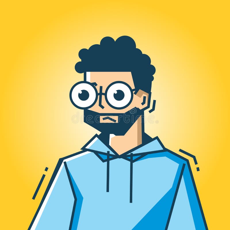 Square Face Character in Stiff Art Style Illustration Stock ...