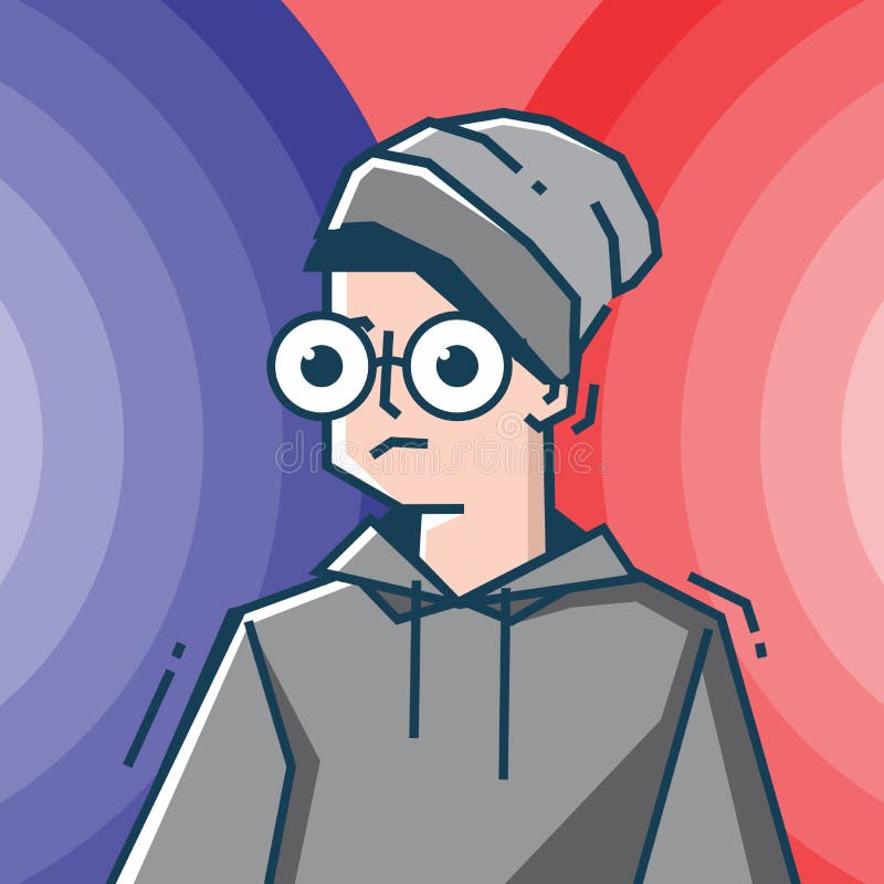 Square Face Character in Stiff Art Style Illustration Stock ...