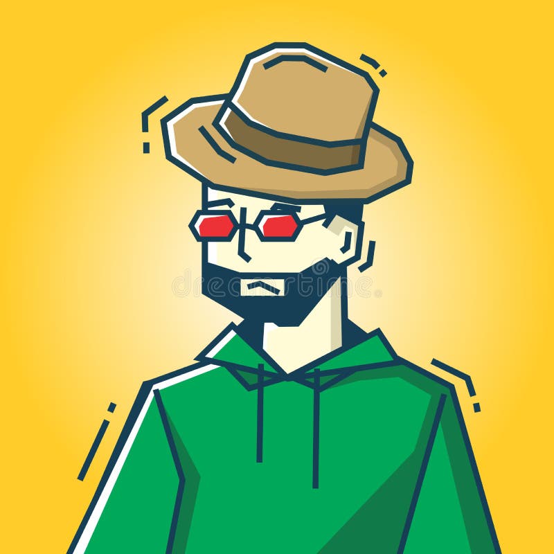 Square Face Character in Stiff Art Style Illustration Stock ...