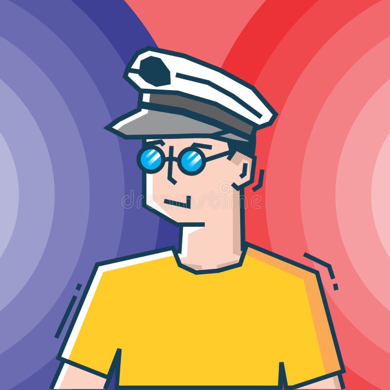 Square Face Character in Stiff Art Style Illustration Stock ...