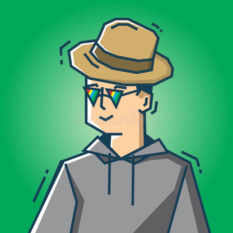 Square Face Character in Stiff Art Style Illustration Stock ...