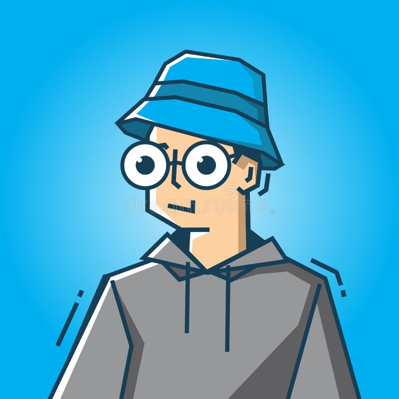 Square Face Character in Stiff Art Style Illustration Stock ...