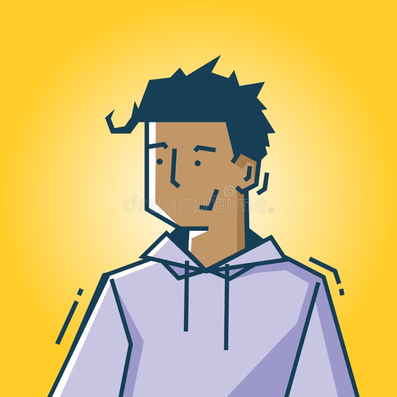 Square Face Character in Stiff Art Style Illustration Stock ...