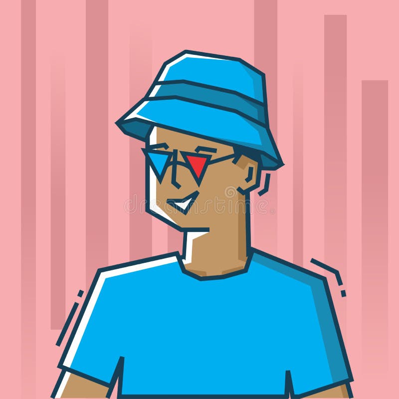 Square Face Character in Stiff Art Style Illustration Stock ...