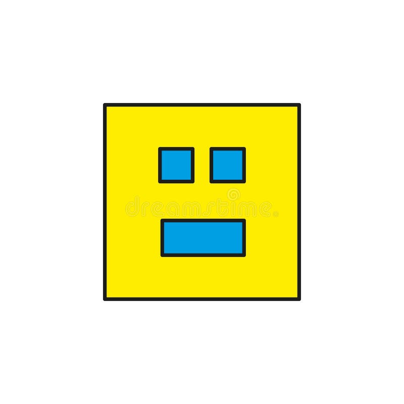 Square Face Icon. Minimalist Emotion Symbol. Yellow Geometric Head ...