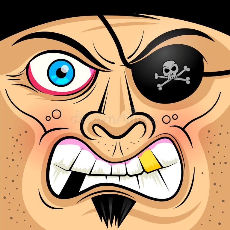 Square Faced Angry Pirate stock vector. Illustration of person - 37385037