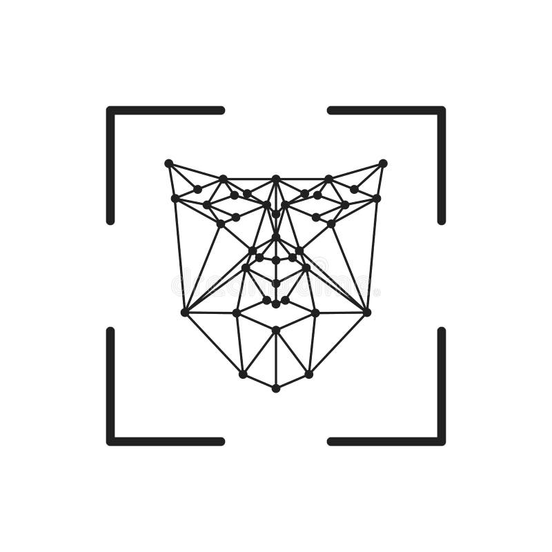 Square Facial Recognition Identification Scan Line Art Vector Icon for ...