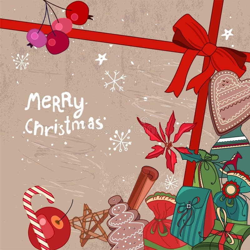 Square Festive Frame with Christmas Objects. Stock Vector ...