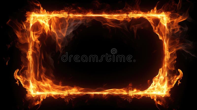 A Square of Fire on a Black Background. Perfect for Adding a Fiery ...