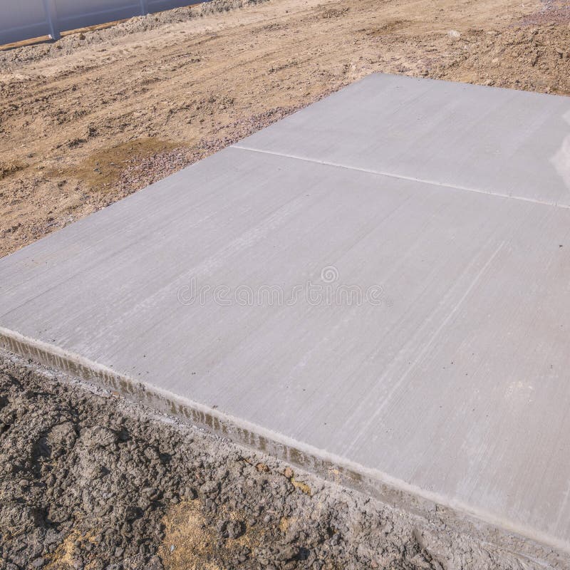 Square Flat Horizontal Concrete Surface Soil at a Home Under ...