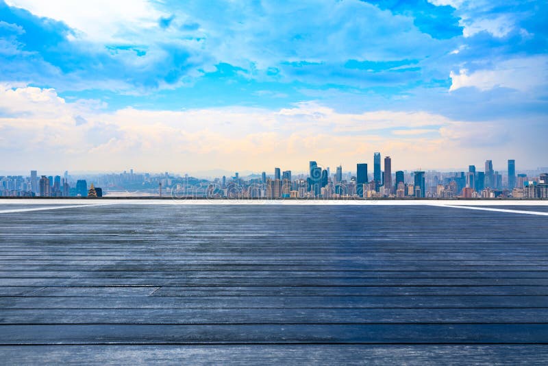 Square Floor and City View at Night in Chongqing Stock Image - Image of ...