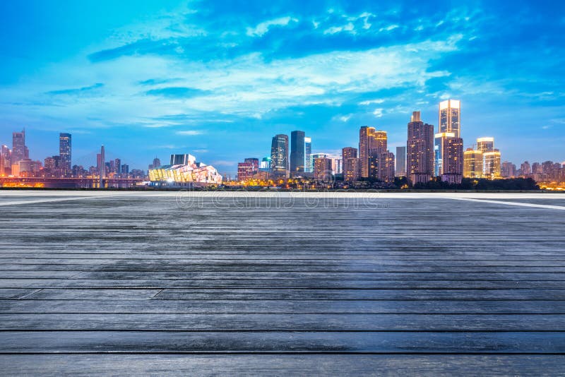 Square Floor and City View at Night in Chongqing Stock Photo - Image of ...