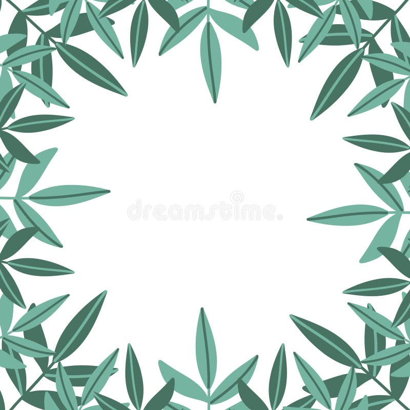 Square Floral Frame Made of Tropical Plant Branches, Sharp Leaves ...