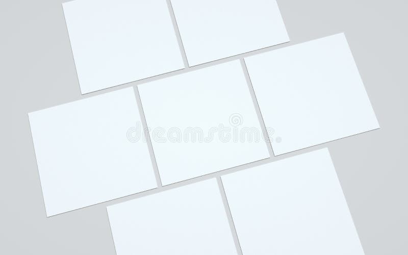 Square Flyer Mock-Up - Multiple Flyers. 3D Illustration Stock ...
