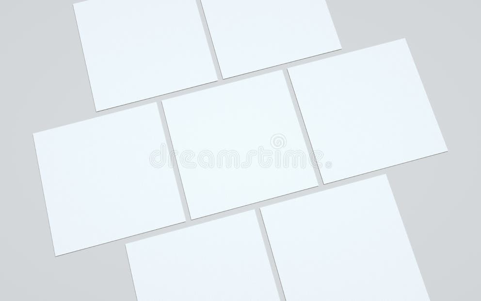 Square Flyer Mock-Up - Multiple Flyers. 3D Illustration Stock ...